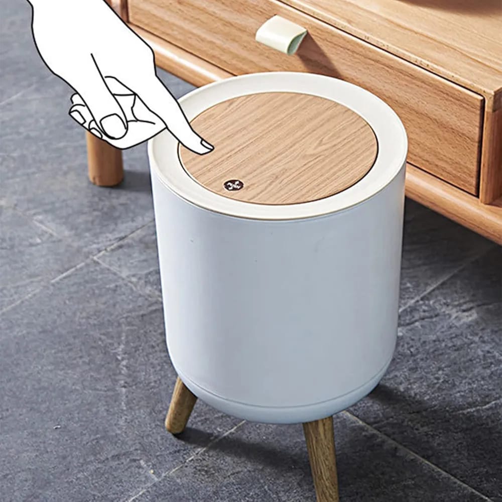 Nordic Style dustbin with Wood Grain Cover – homehub